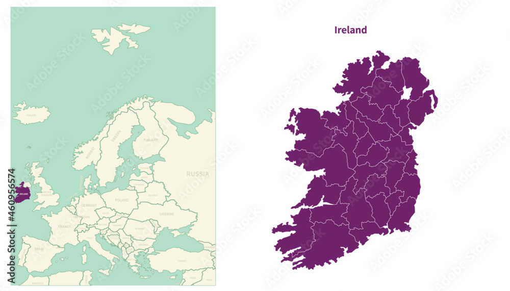 เวกเตอร์ Stock Ireland map. map of Ireland and neighboring countries ...