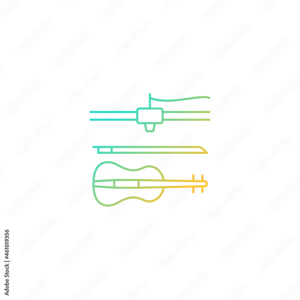 3d printed musical instruments gradient linear vector icon. Printing ...