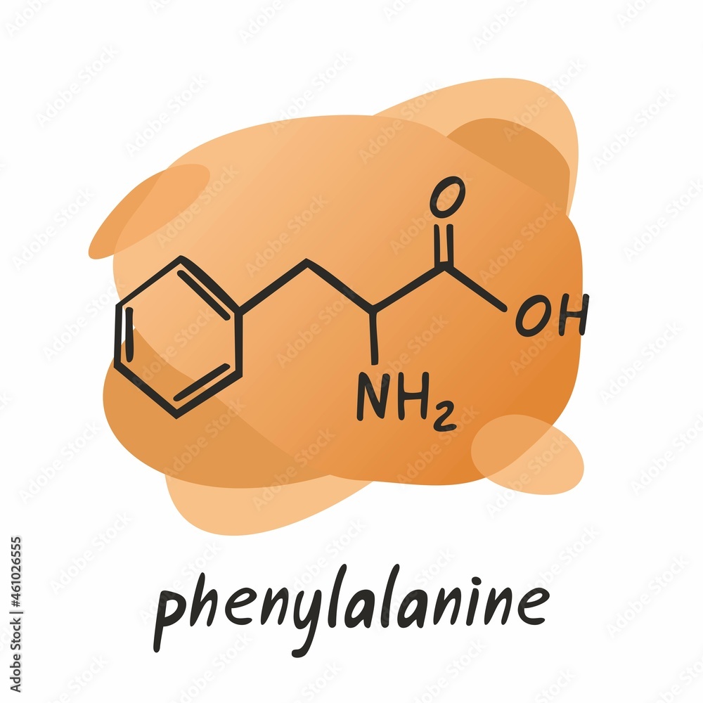 Chemical formula of the amino acid phenylalanine is isolated on a braun ...