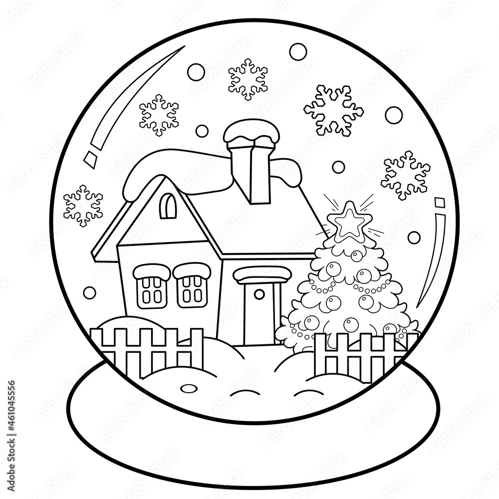 merry christmas snow globe.coloring page