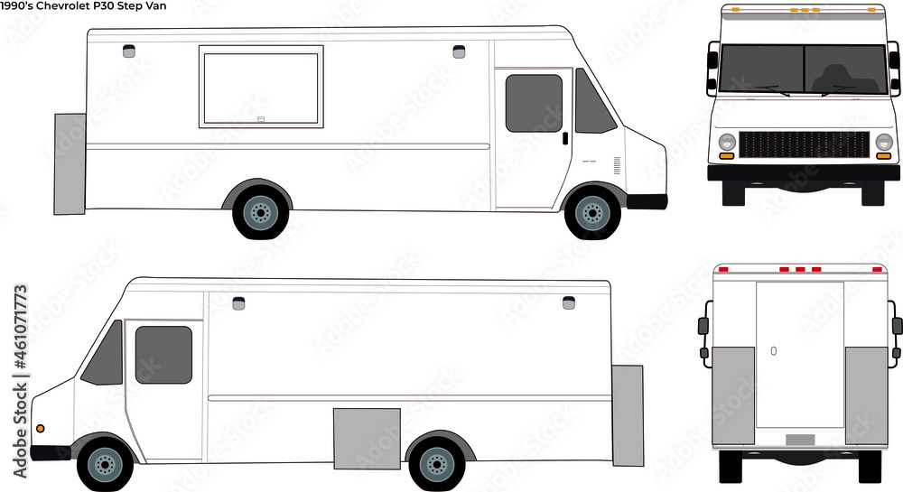 1990s Chevrolet P30 Step Van Outline Stock Vector | Adobe Stock