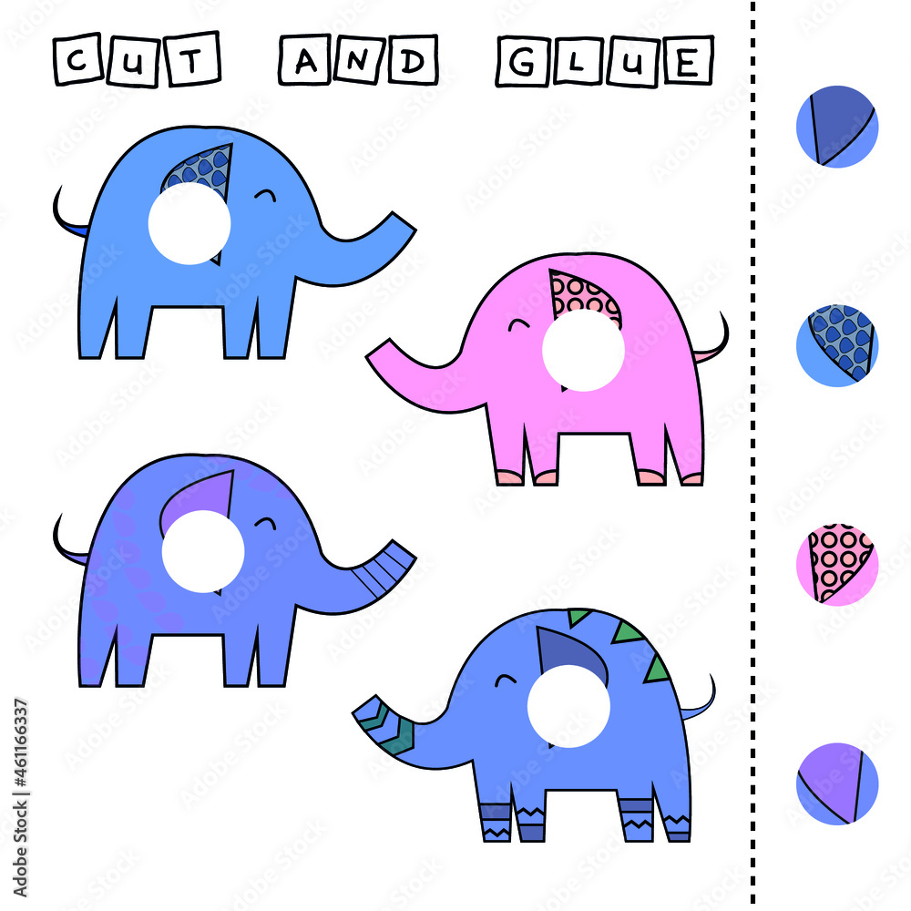 Developing an activity for children, the task is to cut and glue a ...
