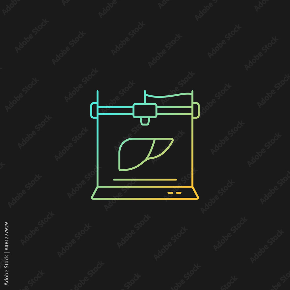 3d printed liver gradient vector icon for dark theme. Creating ...