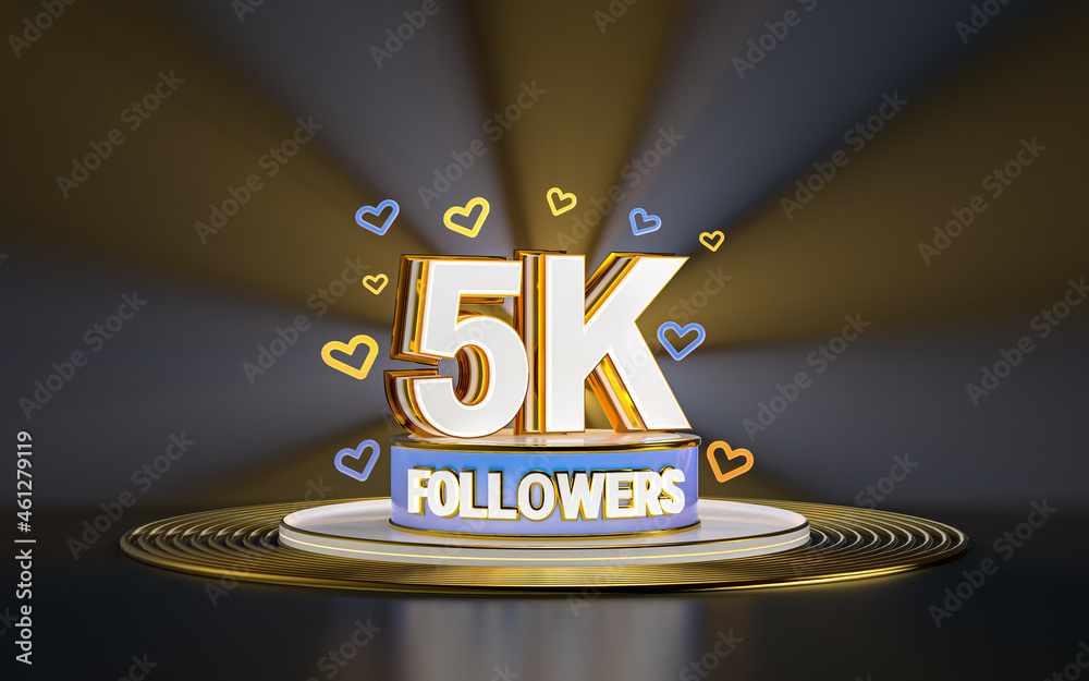 5k followers celebration, thank you social media banner with spotlight ...