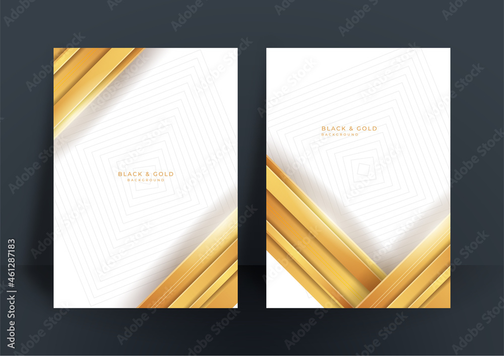 Abstract white and gold cover design template background. Gold abstract ...