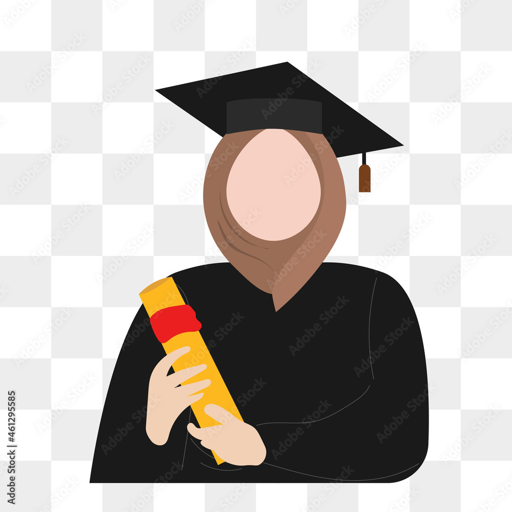 Hijab graduation vector illustration. a female wearing Islamic ...