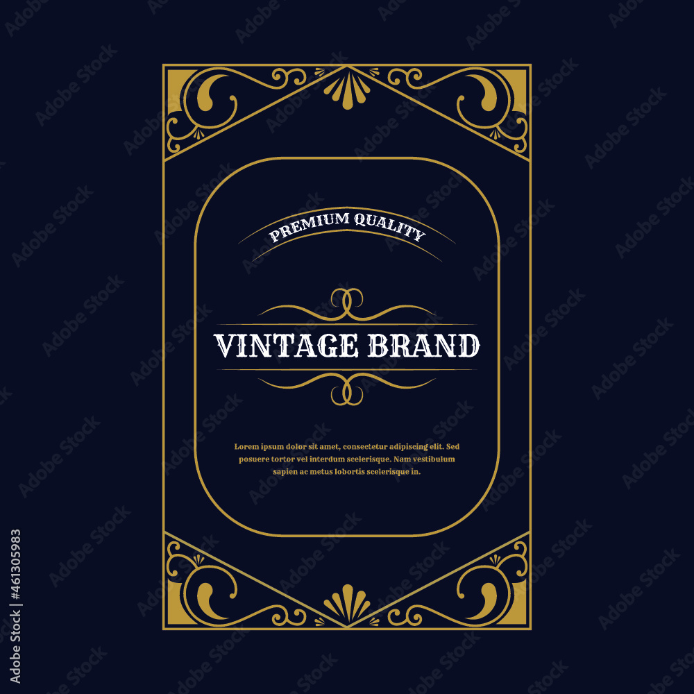 Whiskey Bourbon Vintage luxury antique logo border frame western ...