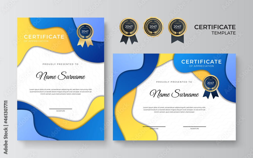 Стоковий вектор Certificate of appreciation template, colorful and vibrant color. Clean modern ...