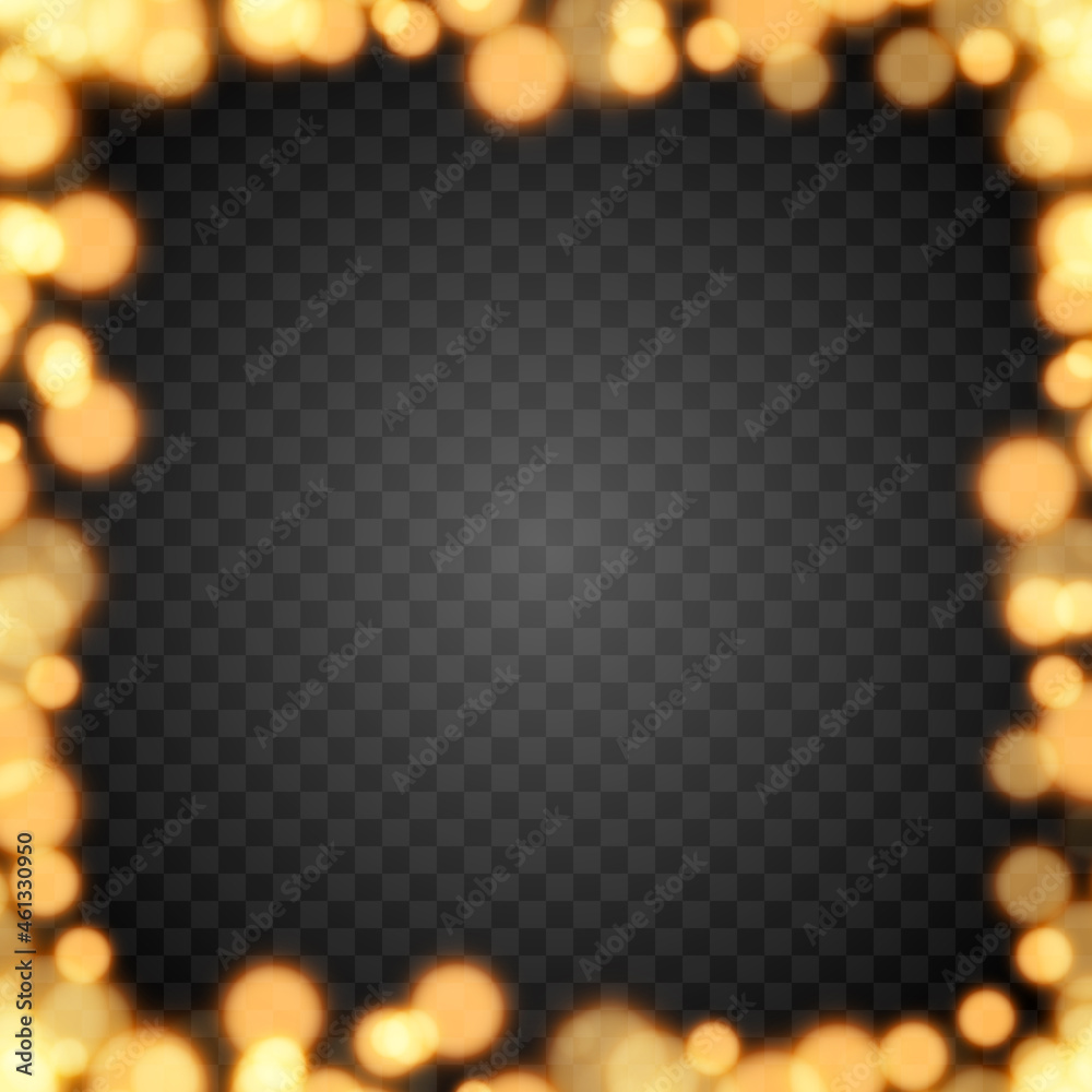 Golden bokeh on isolated transparent background. Light effect png, blurred bokeh png, bokeh ...