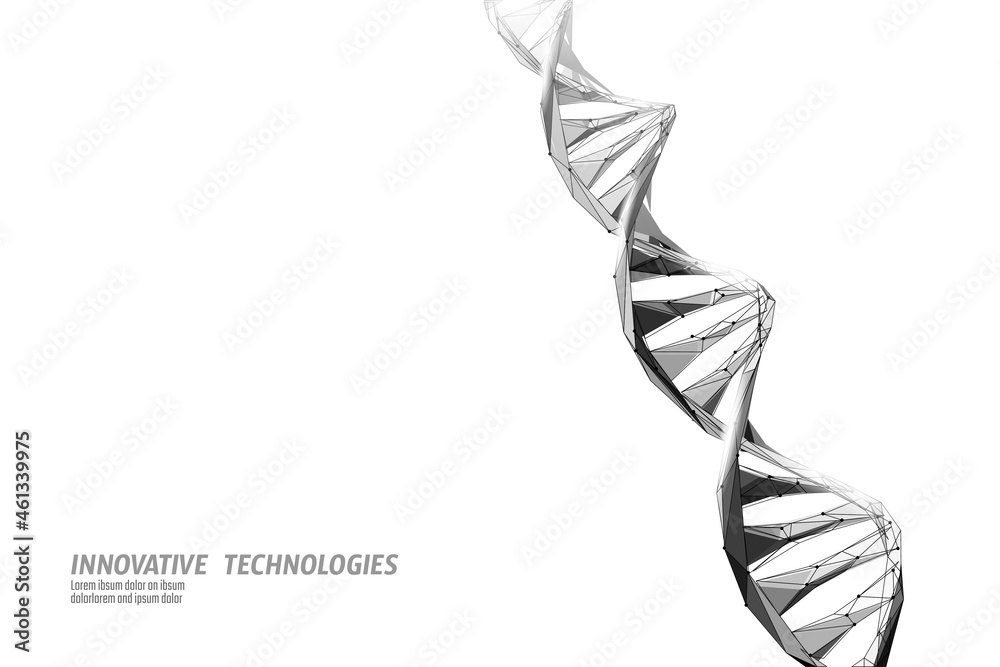DNA 3D chemical molecule structure low poly. Polygonal triangle point ...