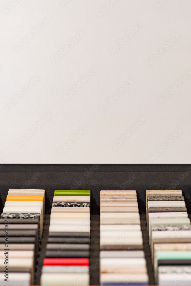 Large selection of stone samples for countertops and floors. Pieces of ...