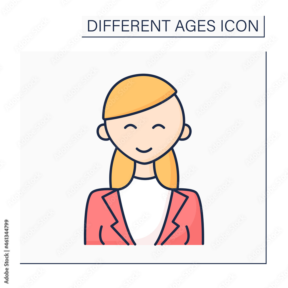 Middle adulthood color icon. Mature period. Skilled woman. Life cycle ...