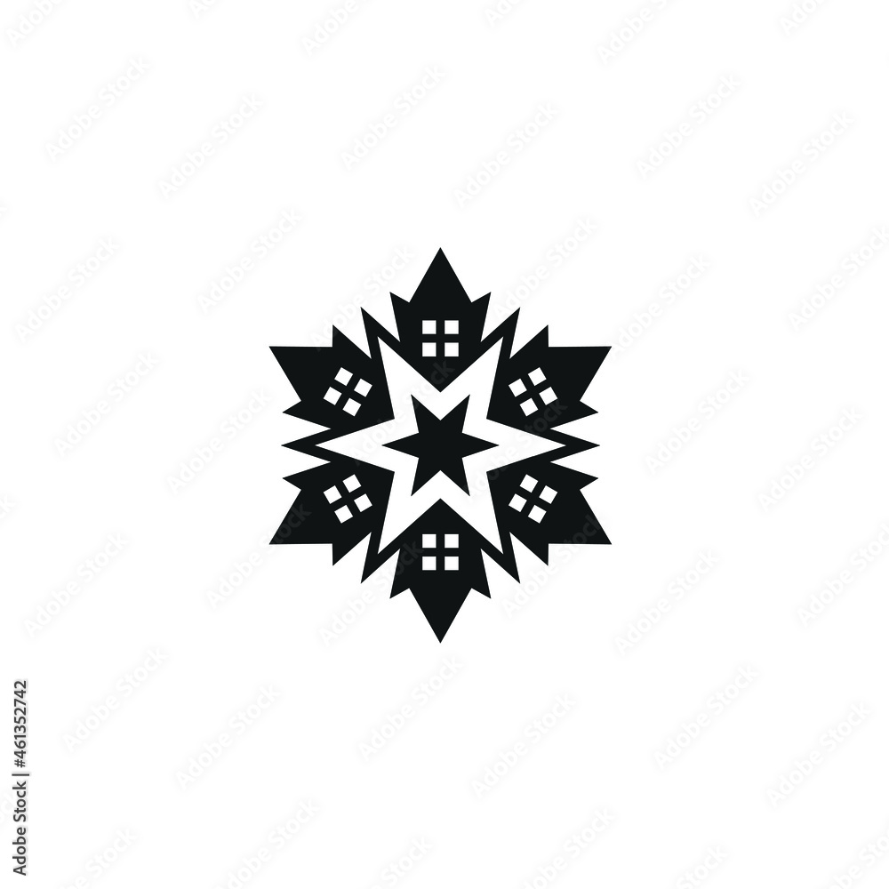 Maple Leaf Ornament Logo Design Template, Window Star Concept, Canadian ...