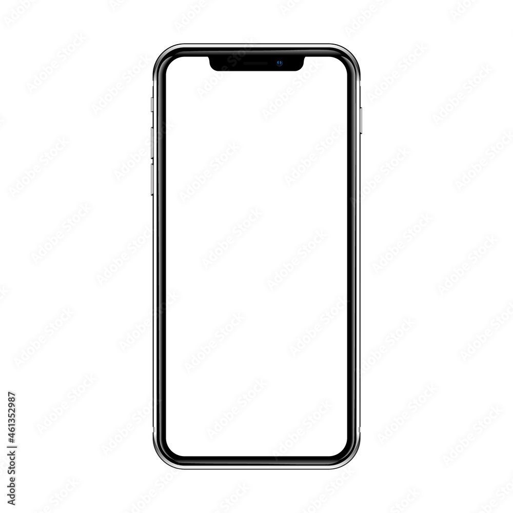 Apple iPhone mockup isolated on white background. Smartphone with blank ...