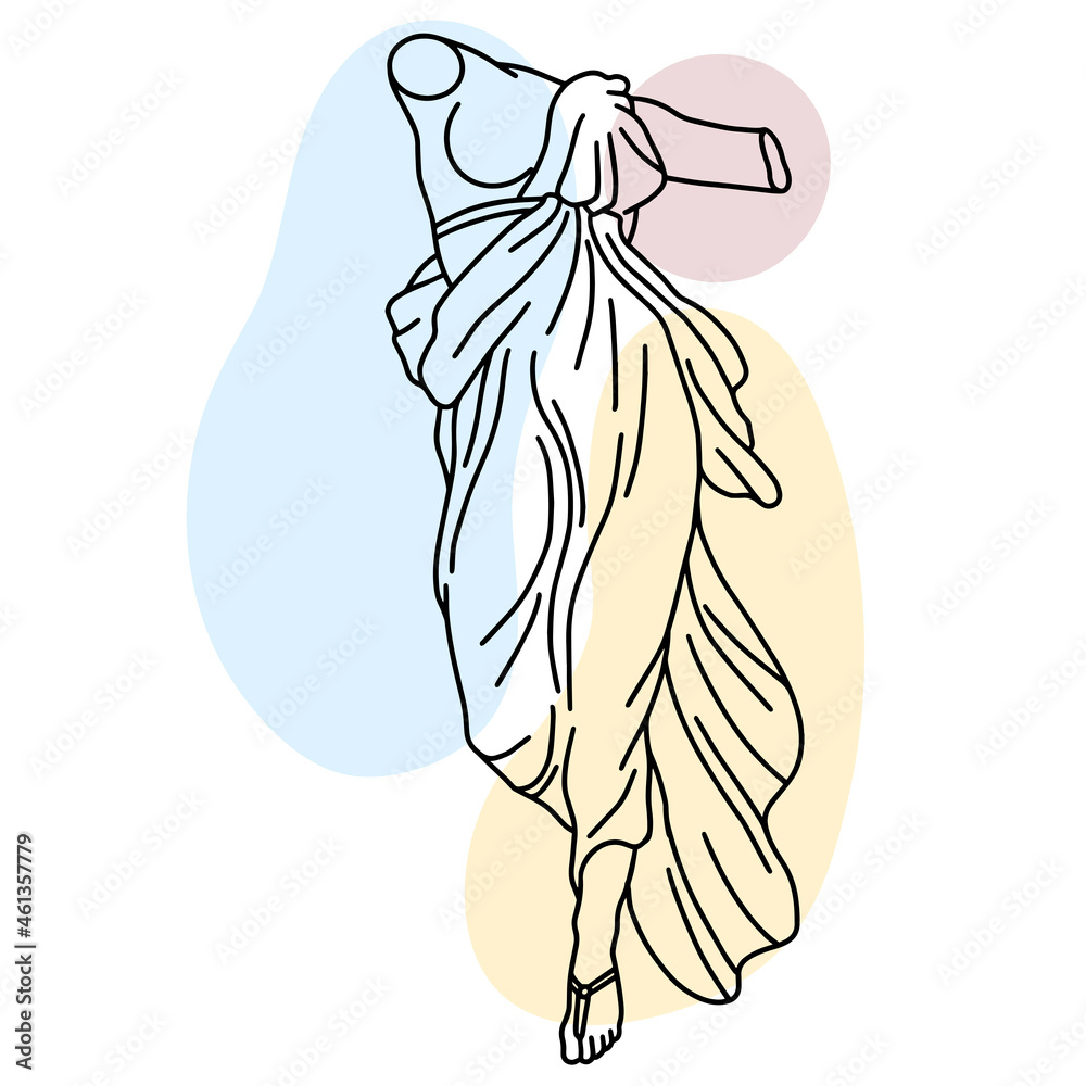 Vector illustration of antique statue of woman. Line drawing of ancient ...