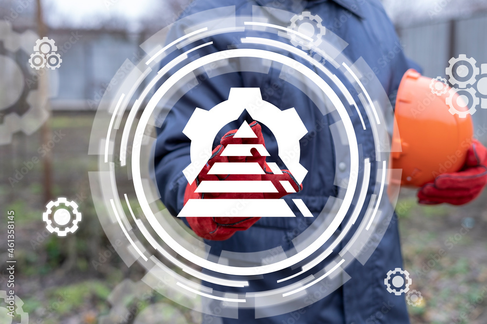 Industrial concept of organization chart. Structure of manufacturing ...