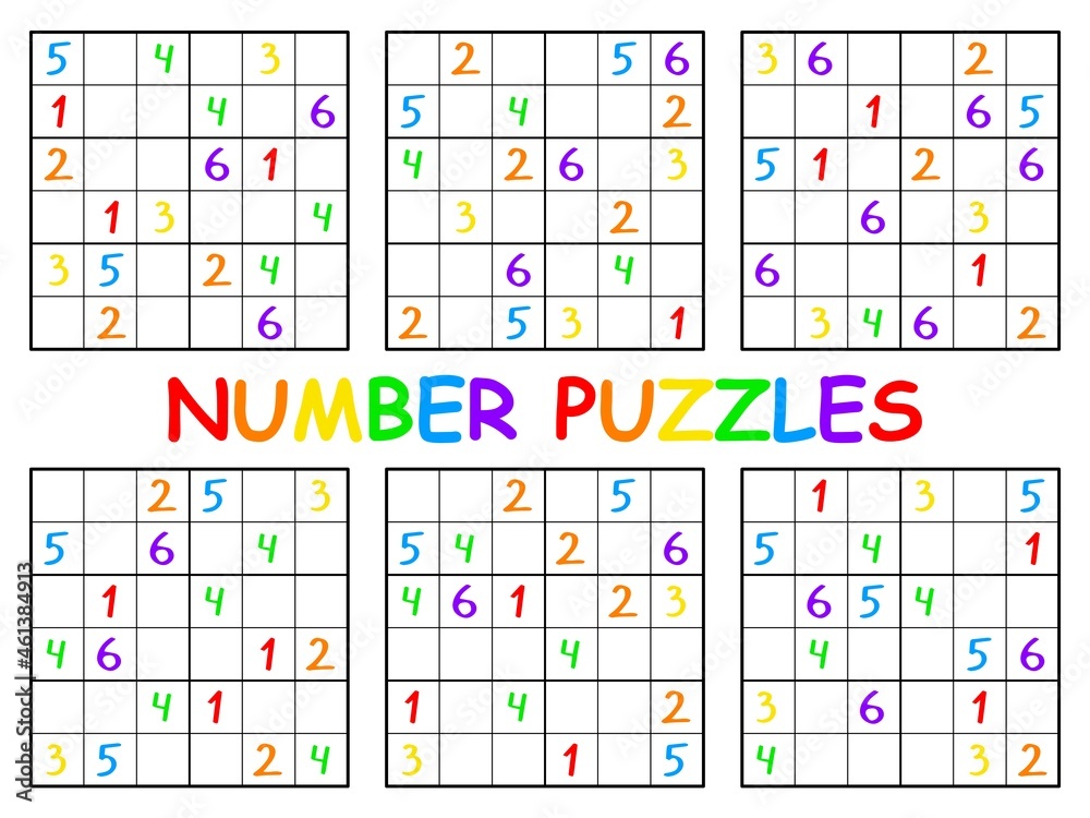 Sudoku set for kids - colorful number puzzles printable activity page ...