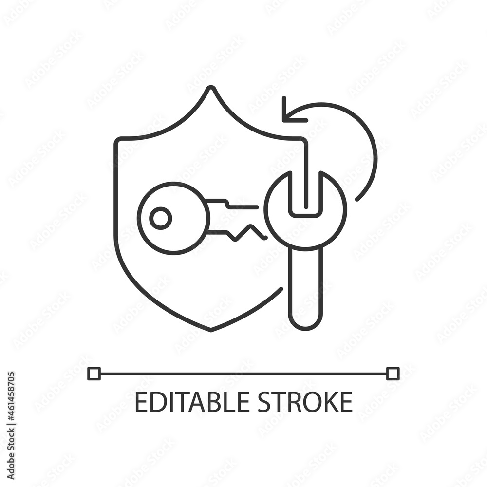 Password cracking linear icon. Safeguard protection. Cracker app ...