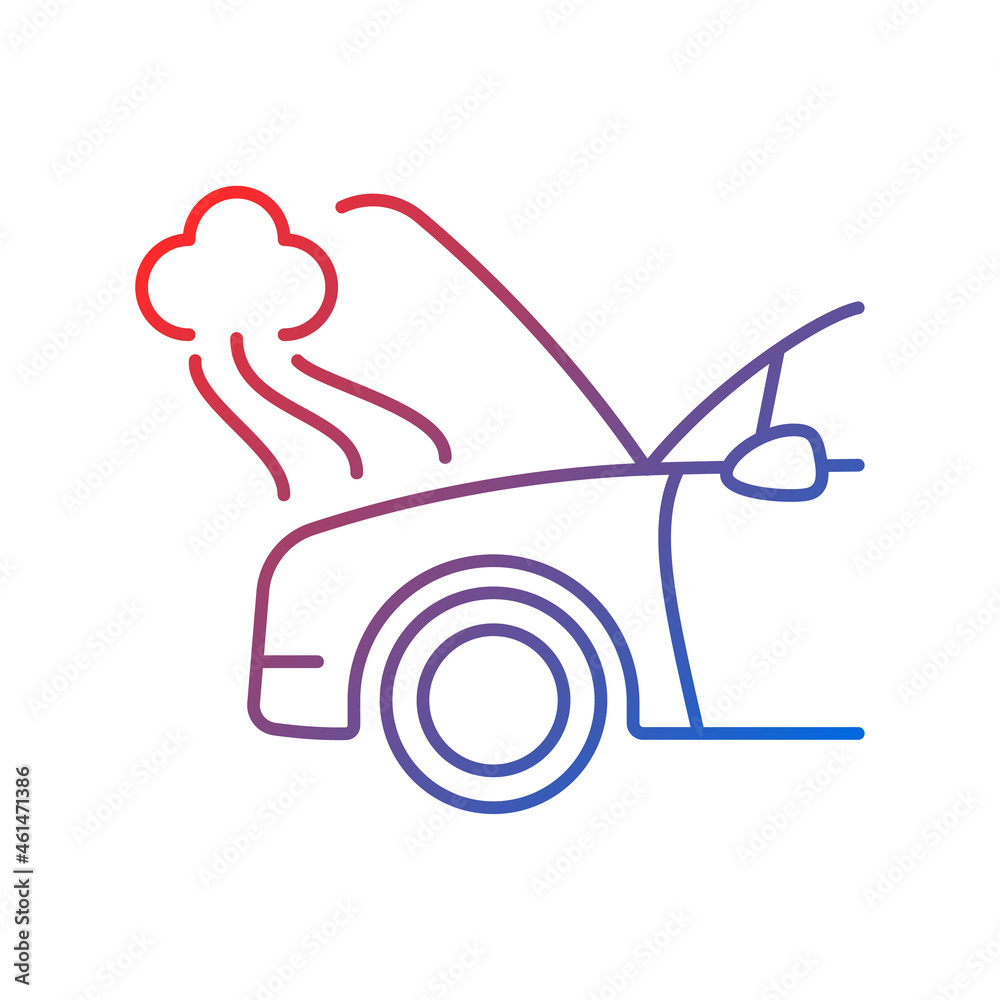 Car engine damage gradient linear vector icon. Front end collision ...