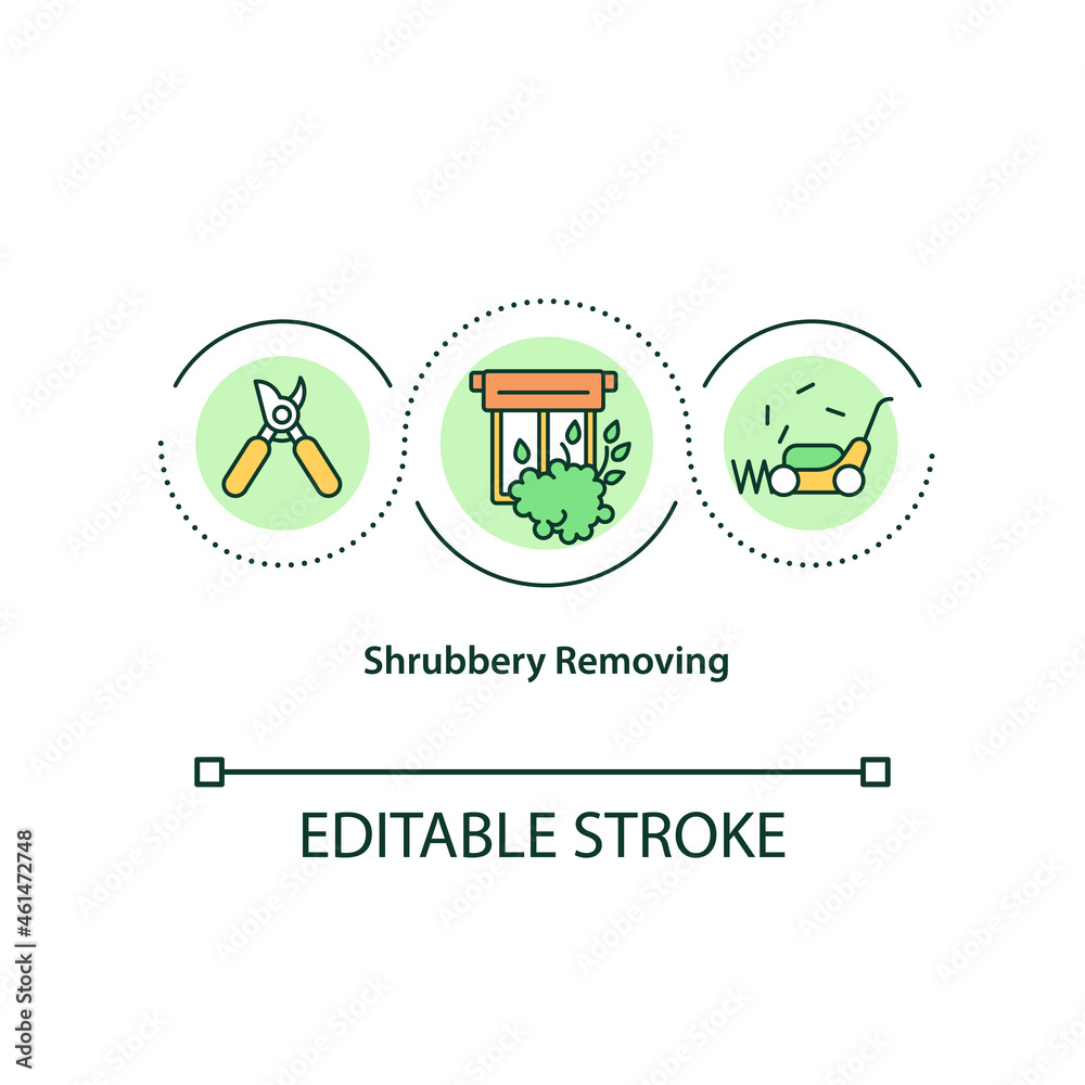 Shrubbery removing concept icon. Safe home abstract idea thin line ...