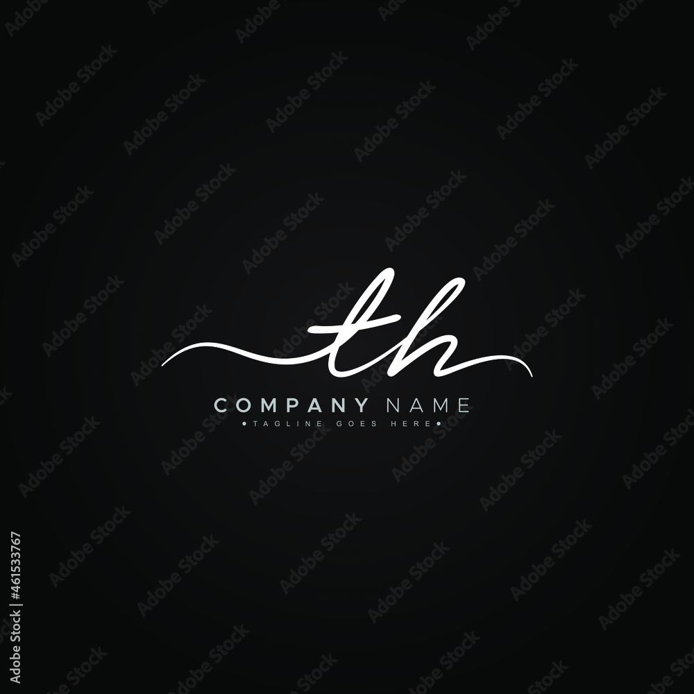Initial Letter TH Logo - Handwritten Signature Style Logo Stock Vector ...