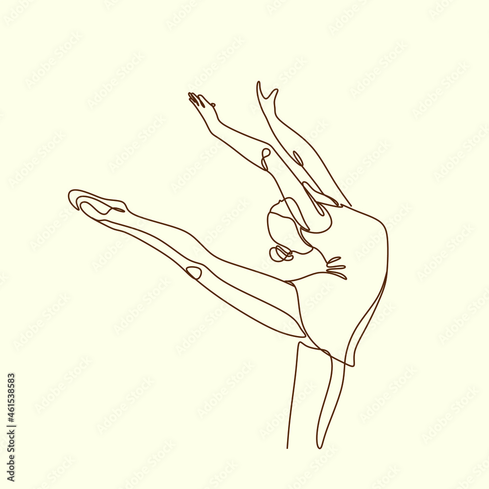 Single continuous line drawing of young beauty professional gymnast ...