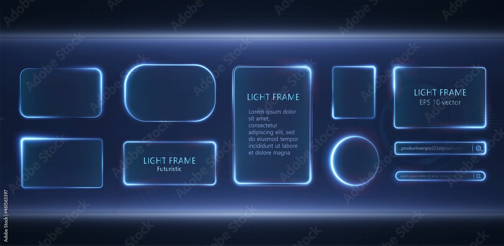 Collection of futuristic hud light blue frame. Technological background ...