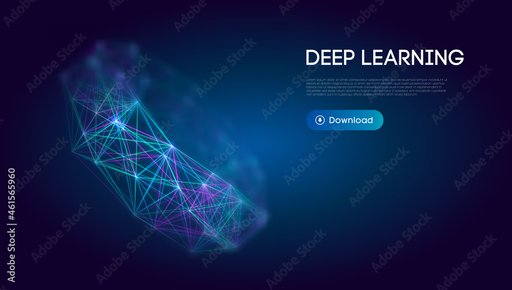 Deep learning science technology background. Network communication ai deep learning. Vector ...