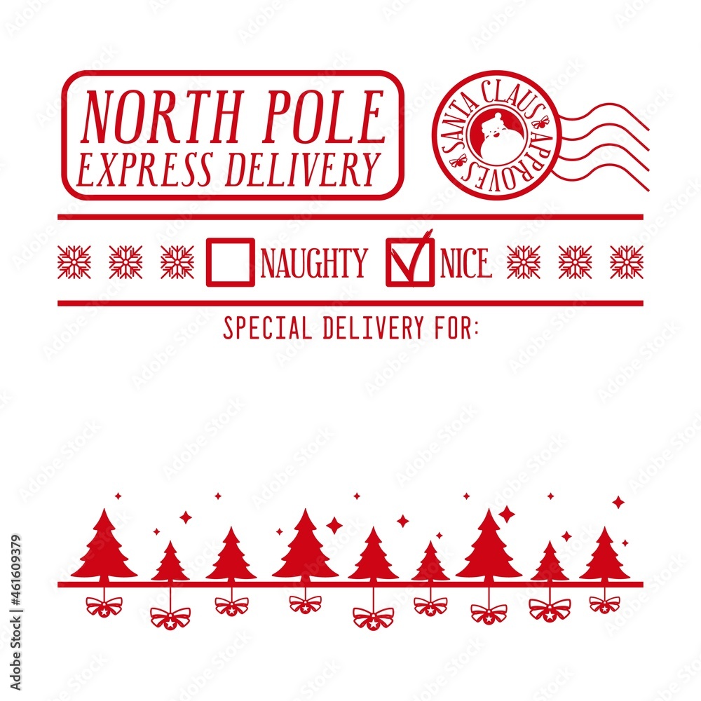 Christmas design for a personalized gift bag from Santa Claus. North ...