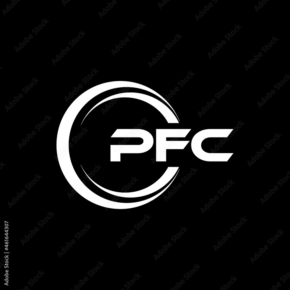 PFC letter logo design with black background in illustrator, vector ...