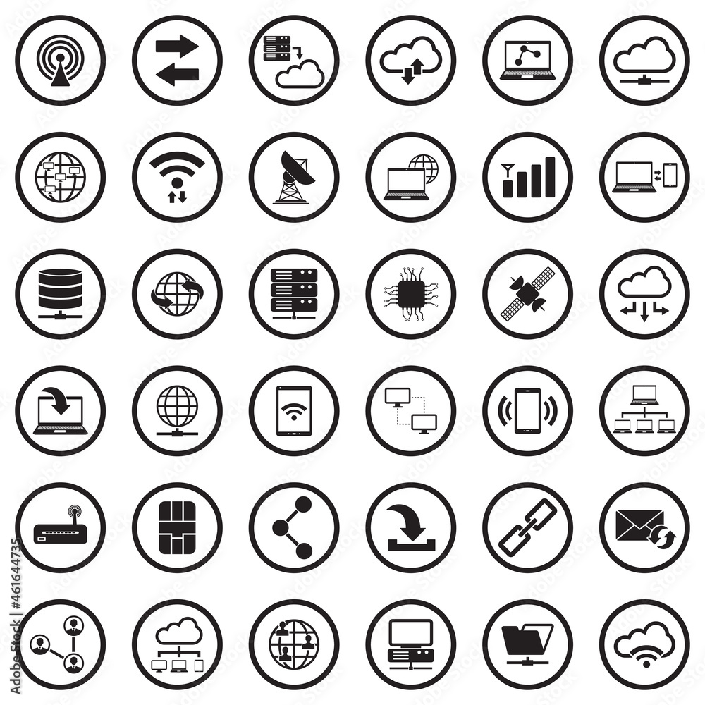 Connectivity Icons. Black Flat Design In Circle. Vector Illustration ...