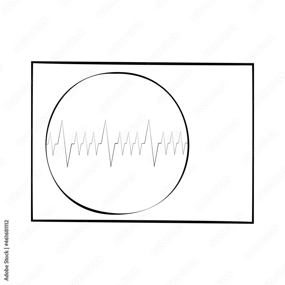 An outline vector illustration of an oscillograph screen on transparent ...