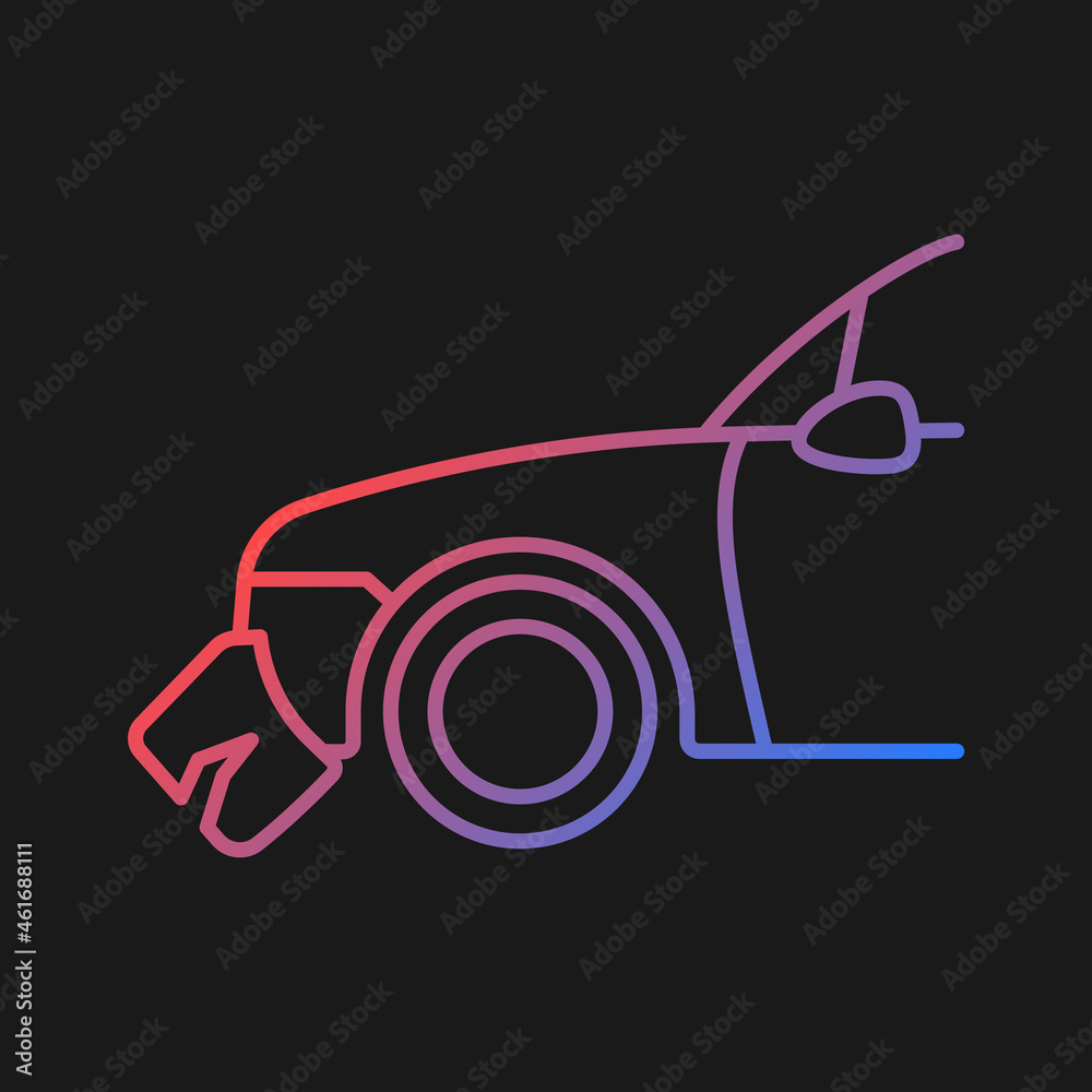 Broken bumper gradient vector icon for dark theme. Visible external ...