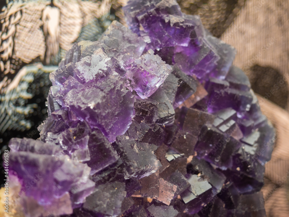 Session of precious minerals and rocks. Macro photo of Fluorite. Rocks ...