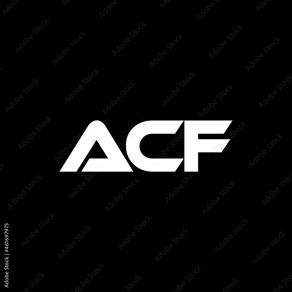 Stock-Vektorgrafik „ACF letter logo design with black background in ...