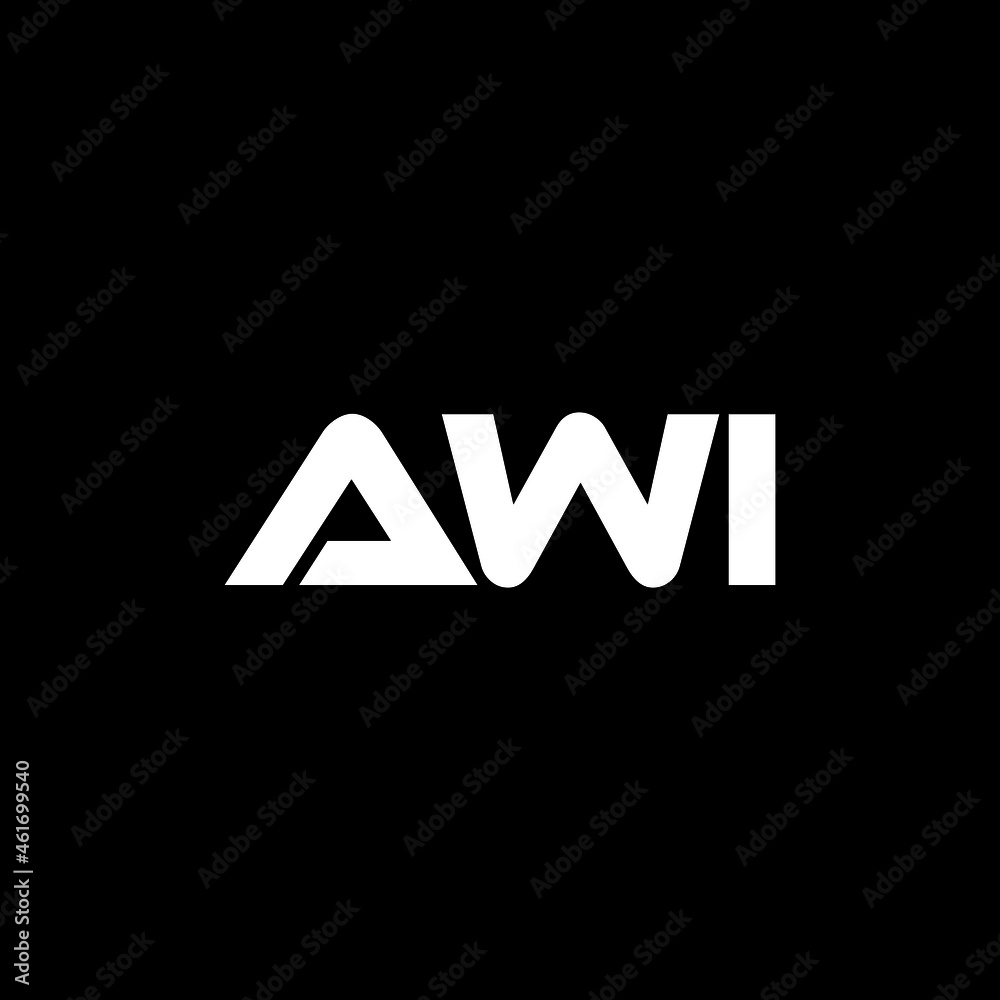 AWI letter logo design with black background in illustrator, vector ...