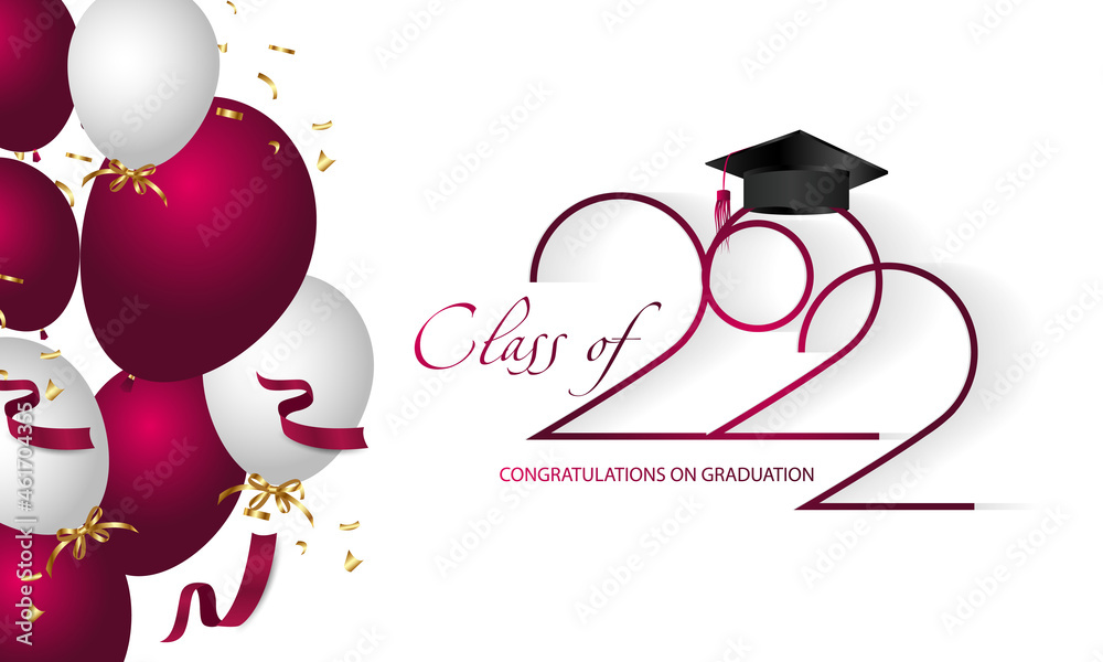 Congratulations graduation. Class of 2022. Graduation cap and confetti ...