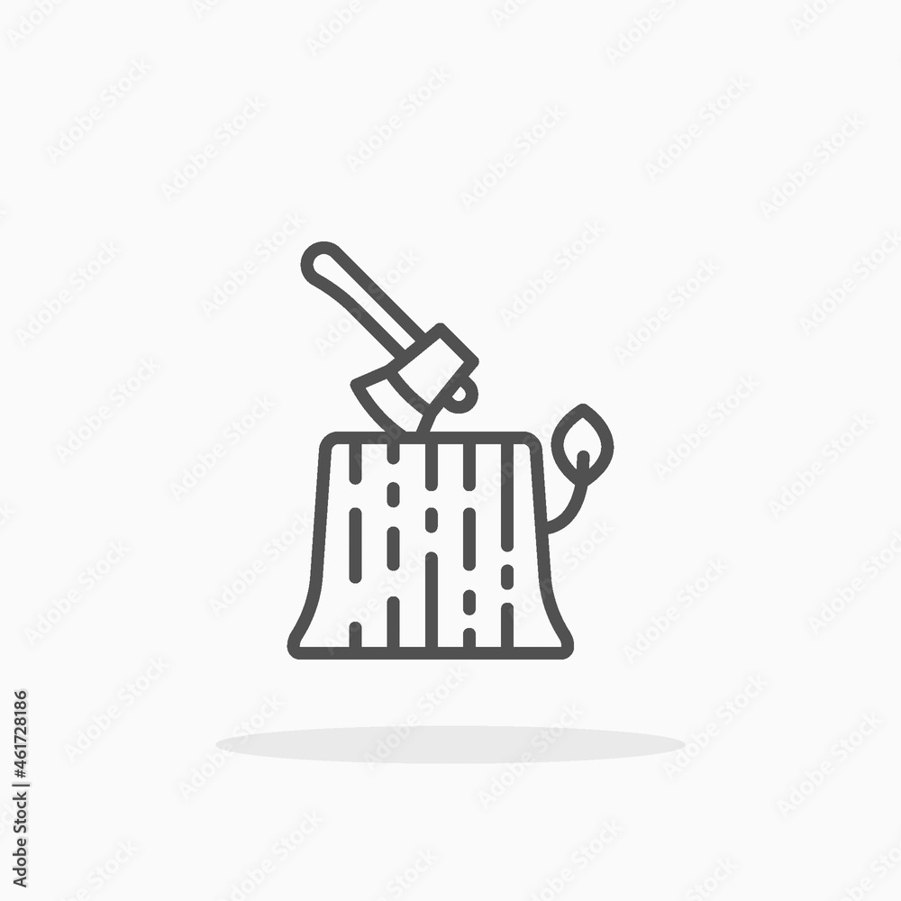 Axe Log icon. Editable Stroke and pixel perfect. Outline style. Vector ...