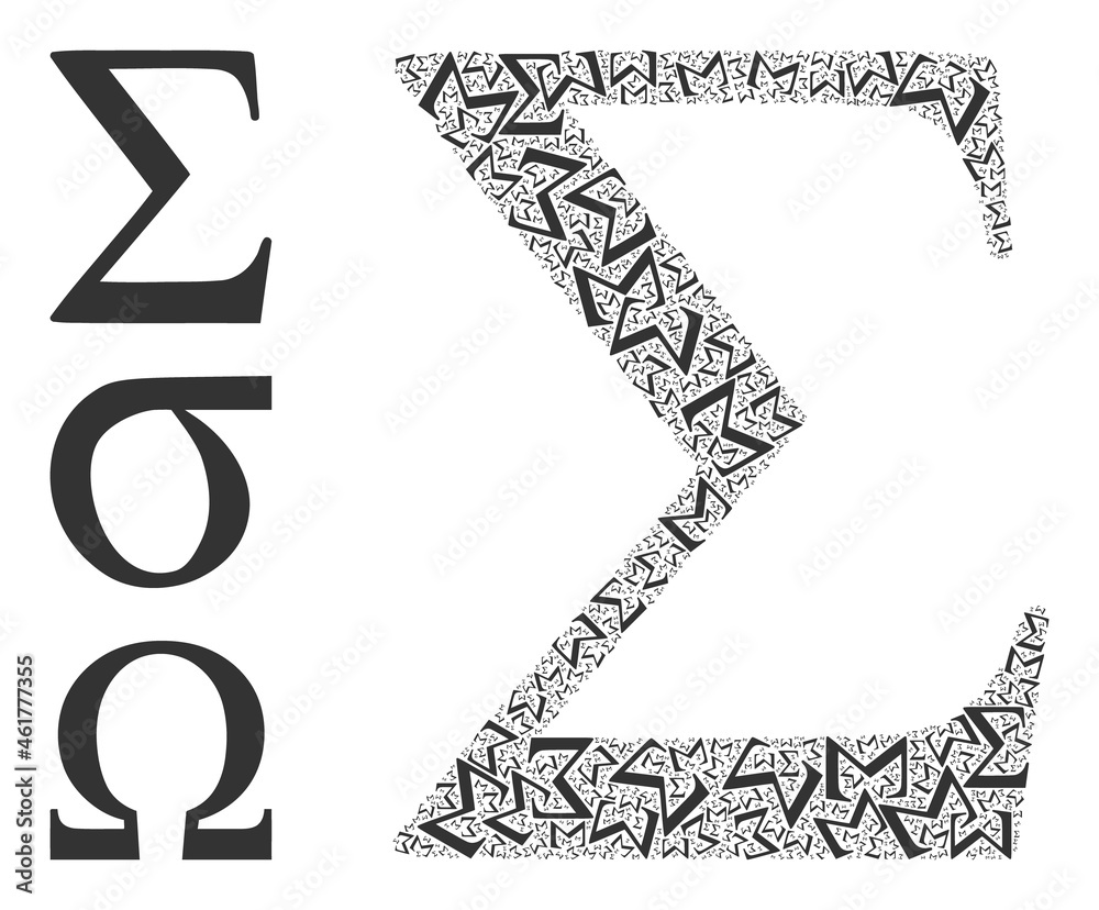Itself recursive mosaic Sigma Greek letter. Vector Sigma Greek letter ...