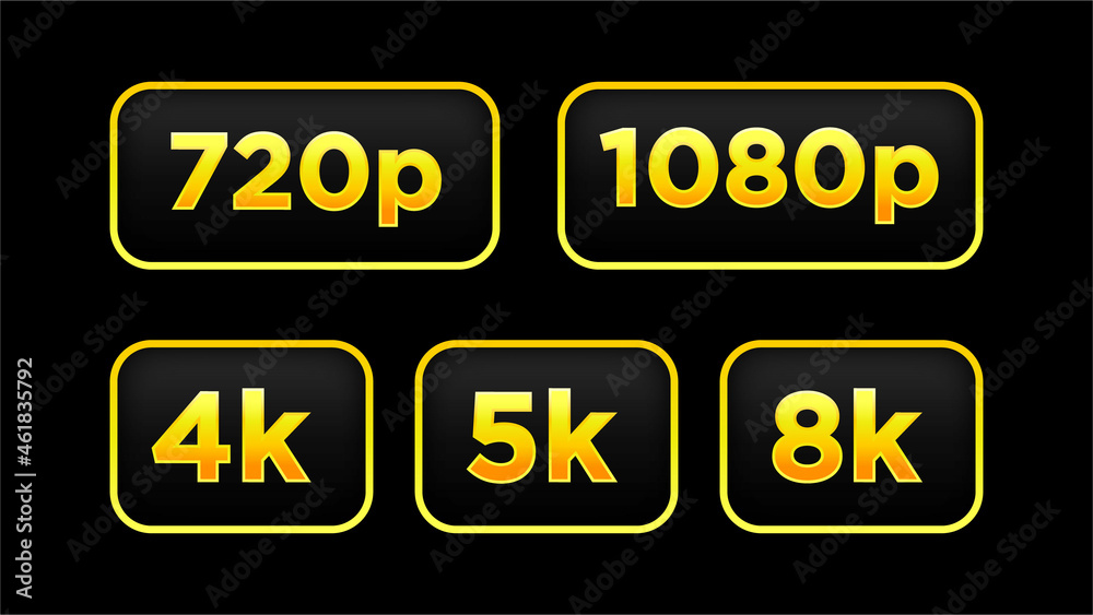 Golden Text Effect 720p, 1080p, 4k, 5k, 8k vector illustration ...