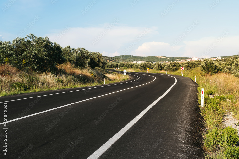 Bending road background on daylight. Stock Photo | Adobe Stock