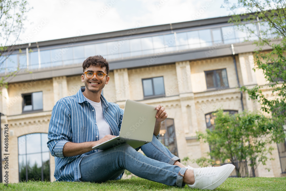 Asian student studying, learning language, online education concept ...