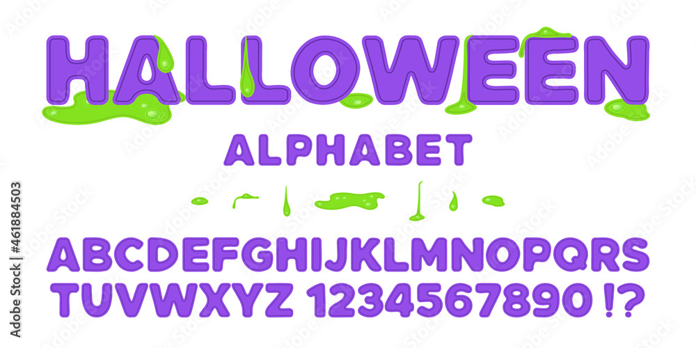 Vektor Fun slime drip Halloween font design - alphabet, letters and ...