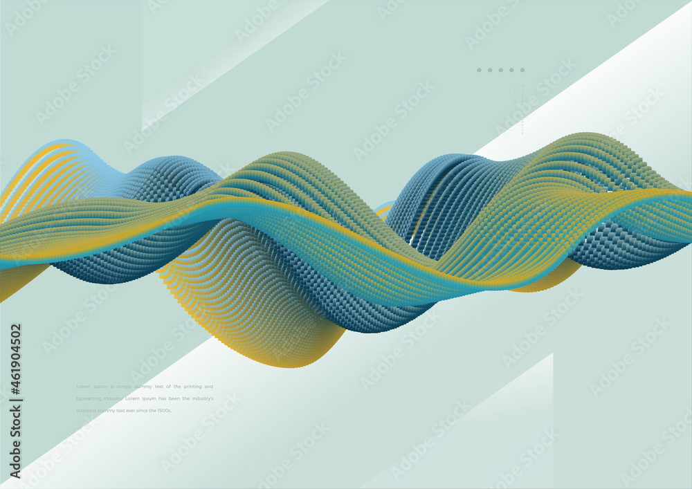 Abstract Background With Colorful Emitted Particle Line Wave Conceptual Element Design Template