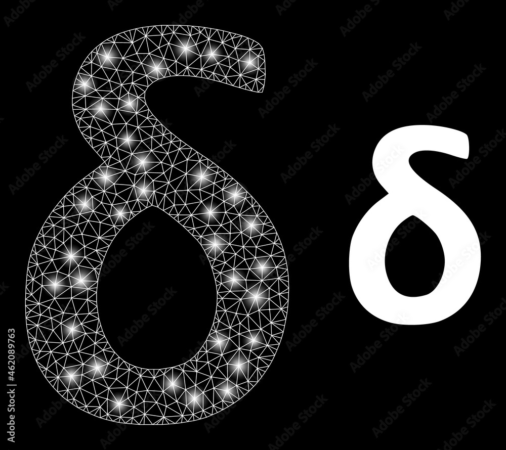 Bright mesh vector Delta Greek lowercase symbol with glare effect ...