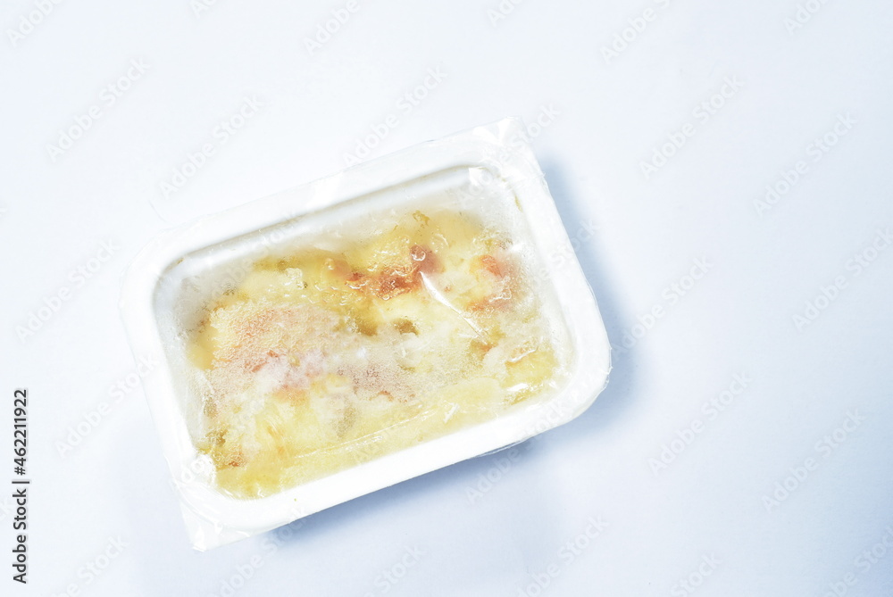 frozen food ready to eat meal in plastic packaging defrost for warming ...