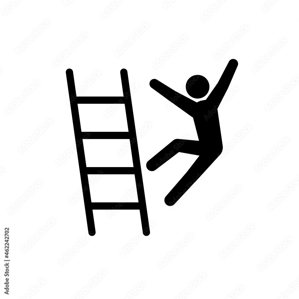 Falling off ladder stick figure pictogram. Clipart image isolated on ...