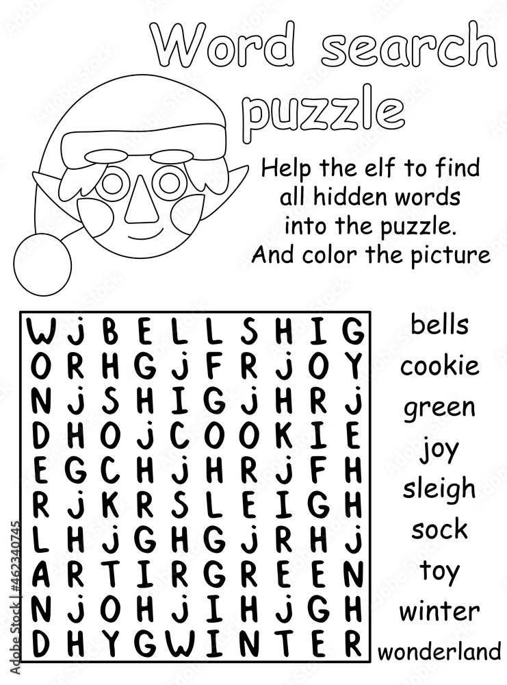 Word search puzzle for Christmas vector illustration. Winter holidays ...