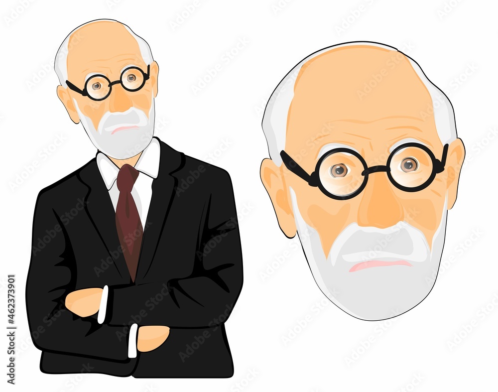 Ilustración de Stock Sigmund Freud cartoon | Adobe Stock