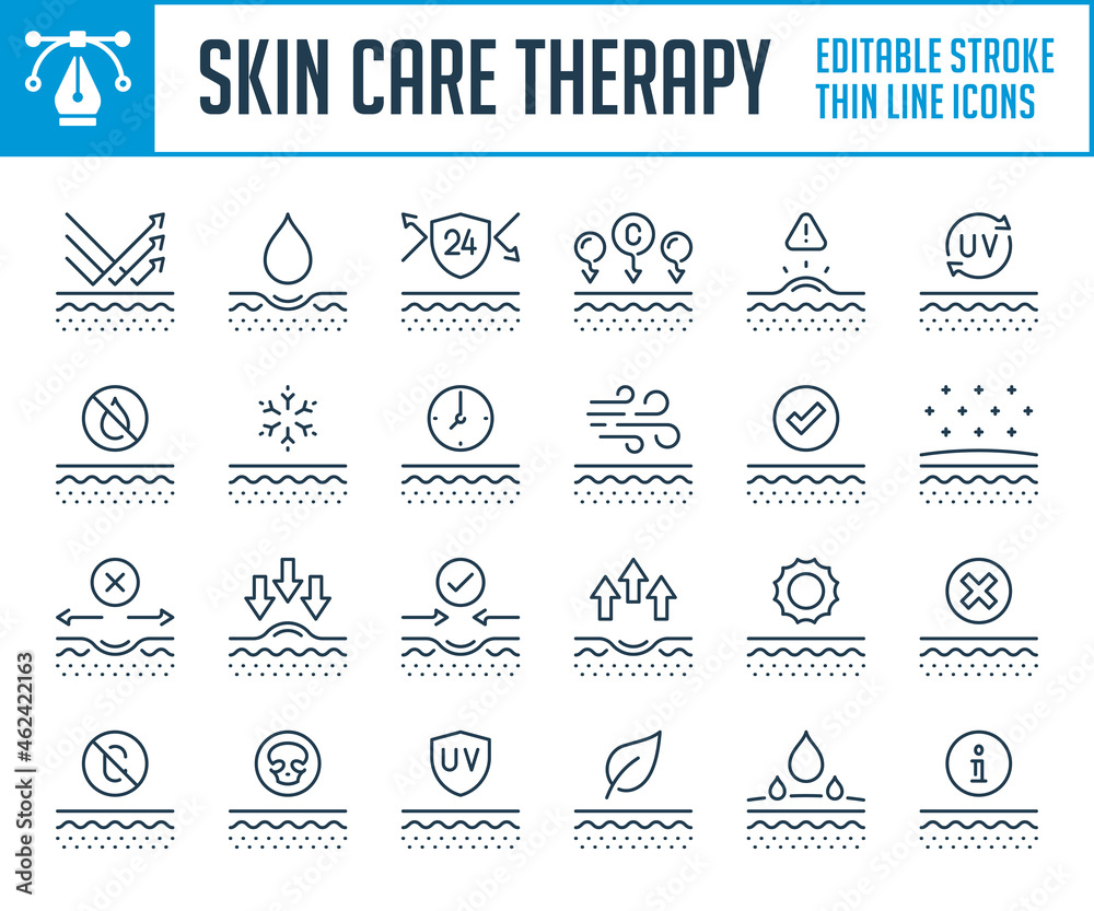 Skin care therapy thin line icons. Skin beauty, Cosmetics and Skin ...
